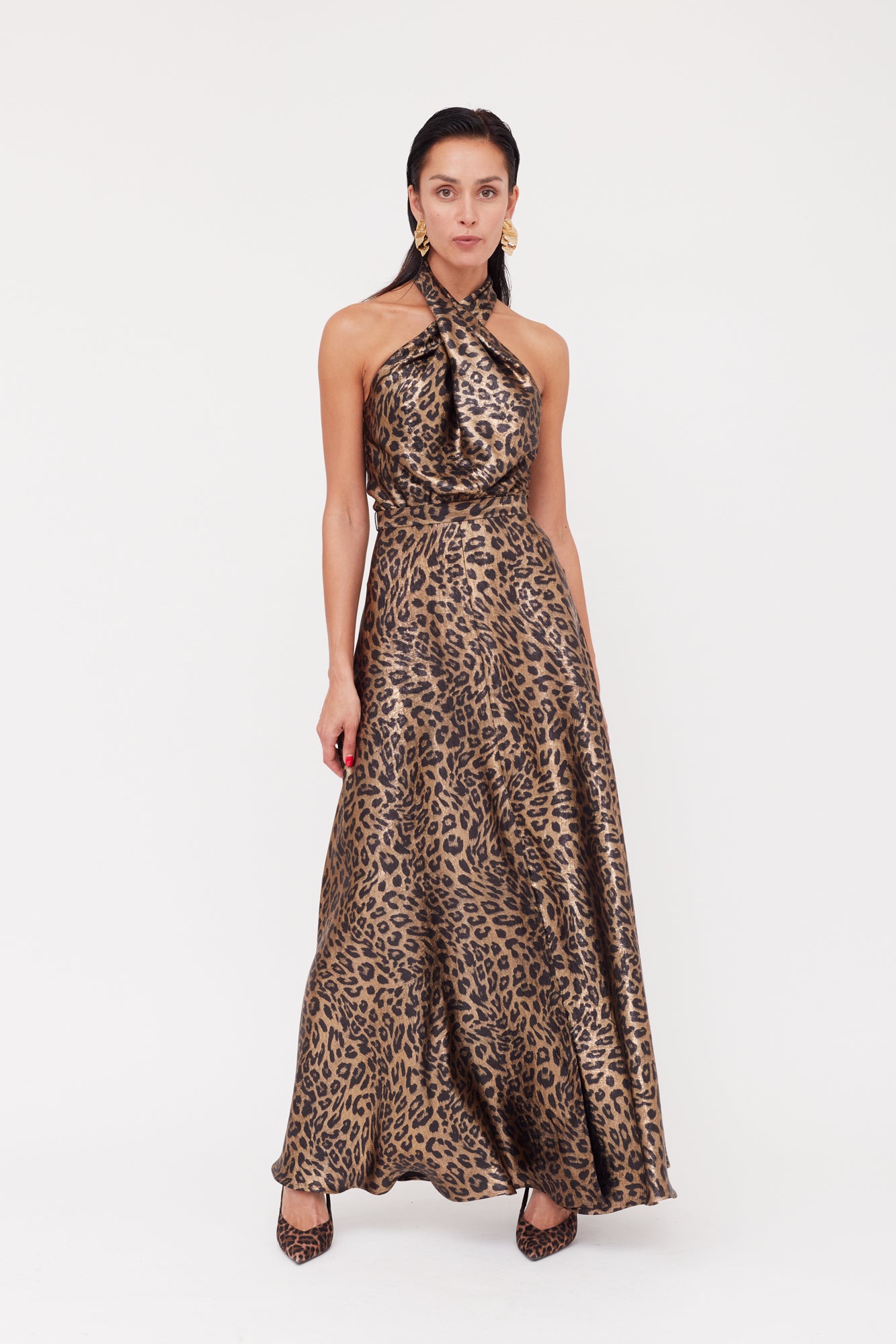 Black Bronze Animal Print Evening Gown HELIDA | UNDRESS