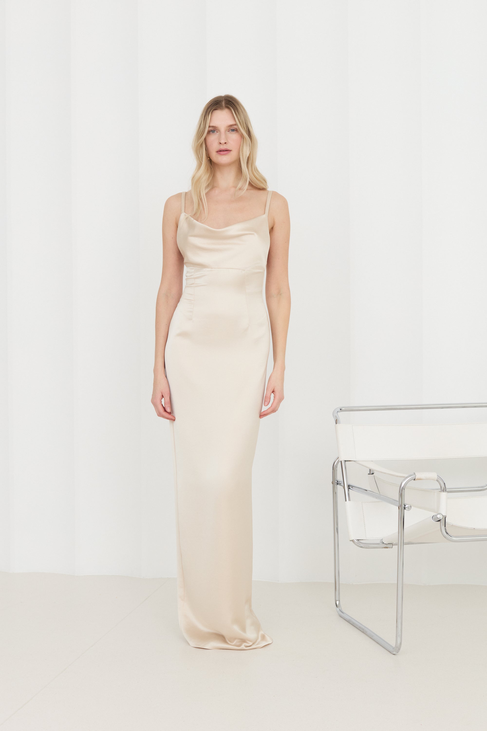 NADA Beige Strap Evening Dress