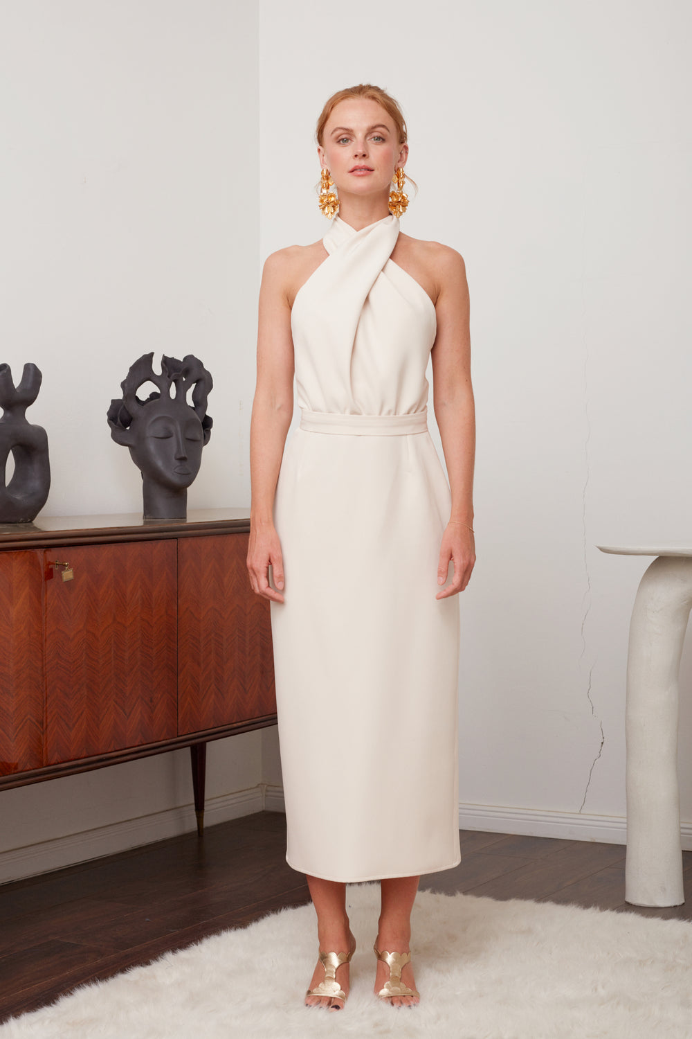 Pastel Cream Open Back Cocktail Party Dress CELIA | UNDRESS